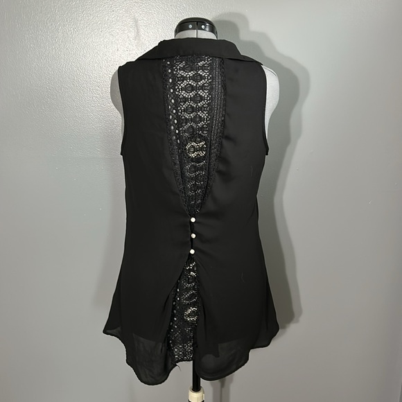 Metaphor | Tops | Metaphor Large Black Sheer Crochet Back Vest Tank ...